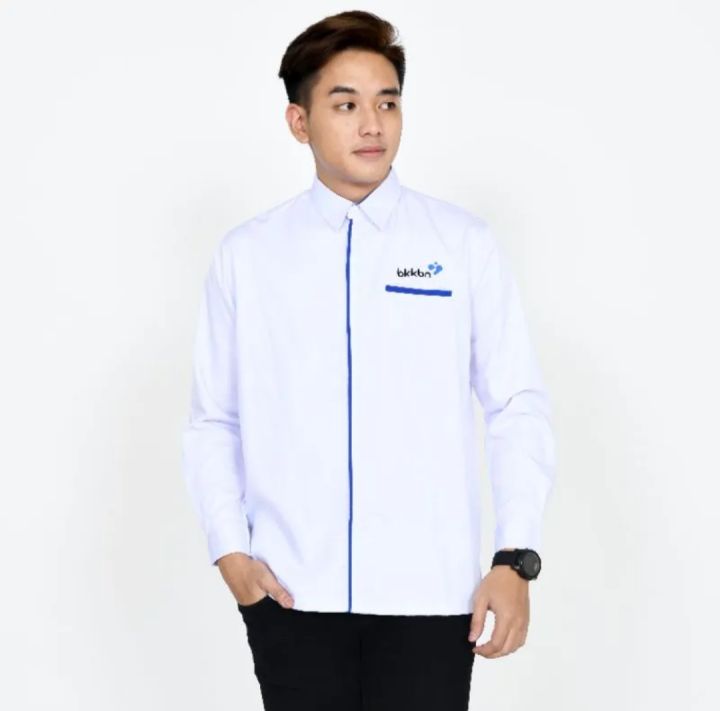 Baju Seragam BKBBN PDH Lengan Panjang Putih pemda Lis Biru Pria Dan ...