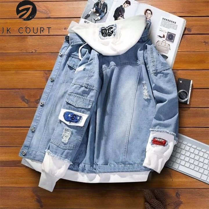 JK Court แจ็คเก็ตผ้าเดนิมผู้ชายในฤดูใบไม้ผลิและฤดูใบไม้ร่วงเสื้อท่อนบน ...