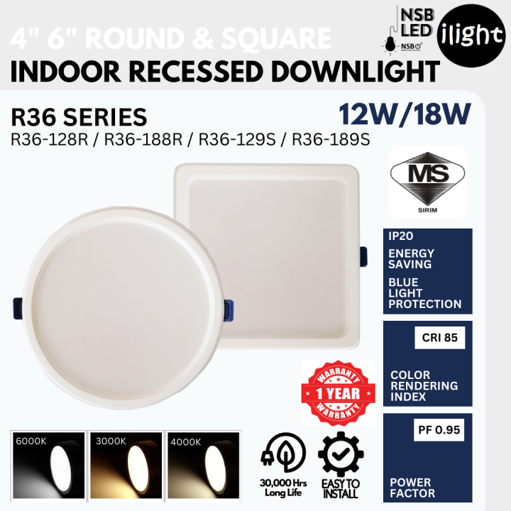 NSB LED 12W 18W 4 Inches 6 Inches Indoor Recessed LED Downlight Round ...