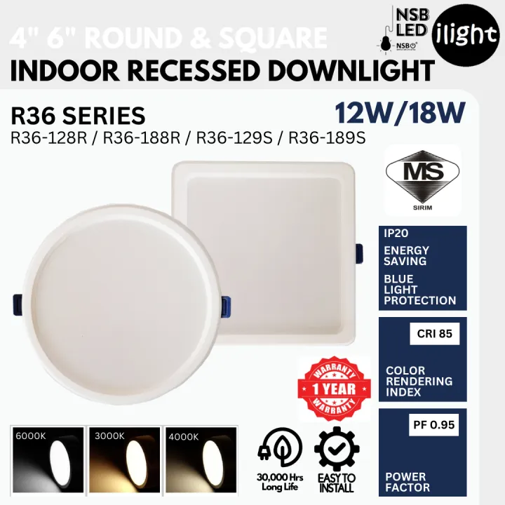 NSB LED 12W 18W 4 Inches 6 Inches Indoor Recessed LED Downlight Round ...
