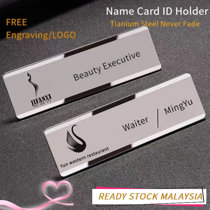 Magnetic Name Tag Titanium Steel Badges Card ID Sekolah Tag Nama Guru ...