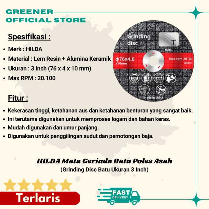 HILDA Mata Gerinda Batu Poles Asah / Grinding Disc Batu Ukuran 3 Inch ...