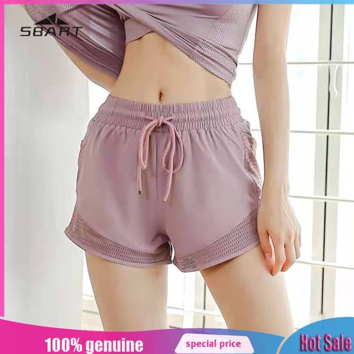 SBART กางเกงกีฬาขาสั้นแบบมีกระเป๋าสองชิ้นแบบหลวมๆของผู้หญิงกางเกงกีฬาต้านแสงกางเกงโยคะแห้งเร็ว ...
