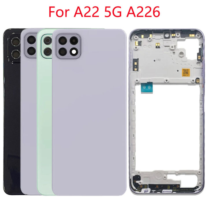กรอบกลางสำหรับ Samsung Galaxy A22 5G A226ฝาหลังปิดโทรศัพท์หลังกรอบจอ ...