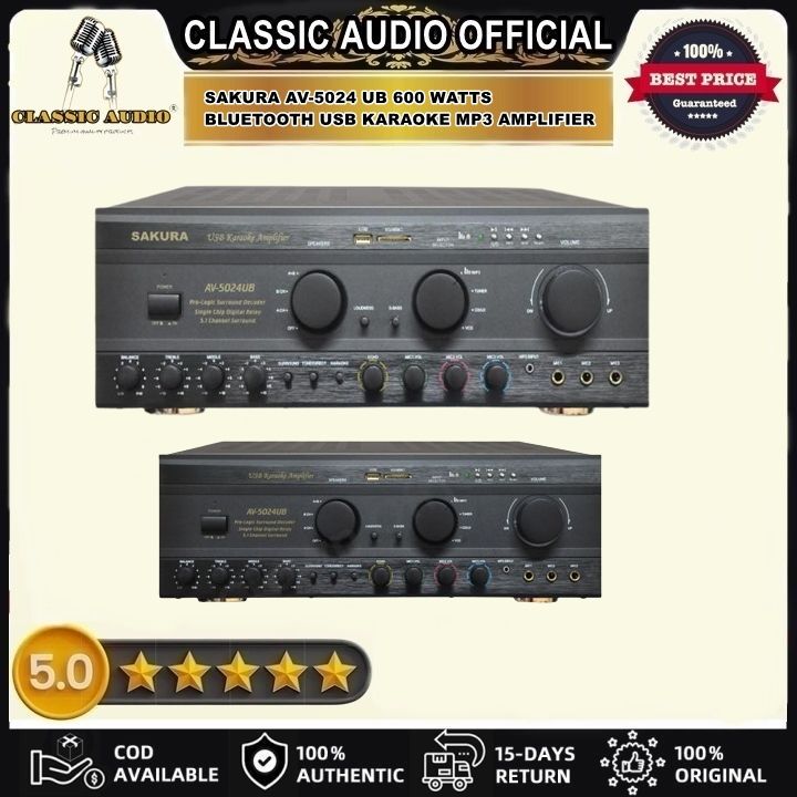 SAKURA AV-5024 UB 600 WATTS BLUETOOTH USB KARAOKE MP3 AMPLIFIER CLASSIC AUDIO-OFFICIAL (ORIGINAL ...