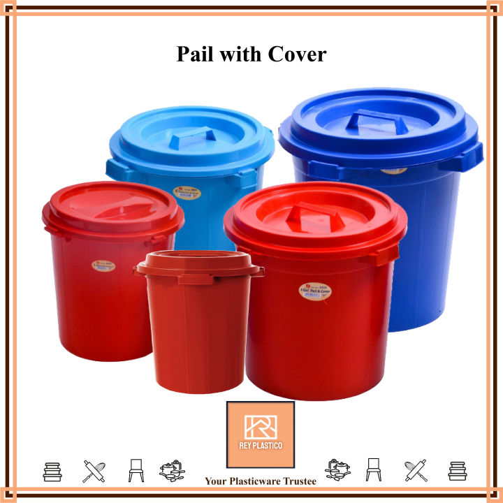 2-8Gallon Pail with Cover/ Tong Air/ Baldi/ Timba/ Plastic Pail/ Bucket ...