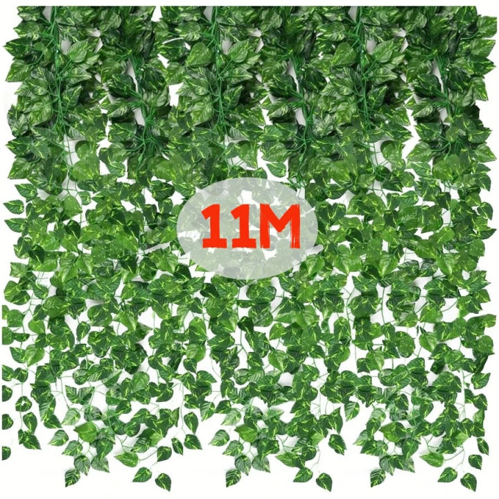 11M Artificial Plant Green Ivy Leaf Garland Fake Plant Creeper Hanging ...