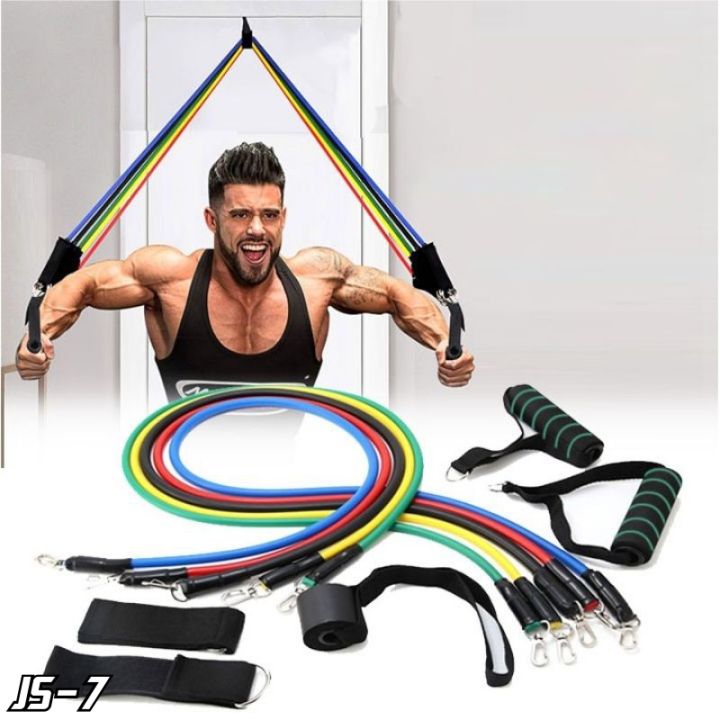 RESISTANCE BAND. ALAT GYM TANGAN BAHU SET 11 PCS alat olahraga tangan ...