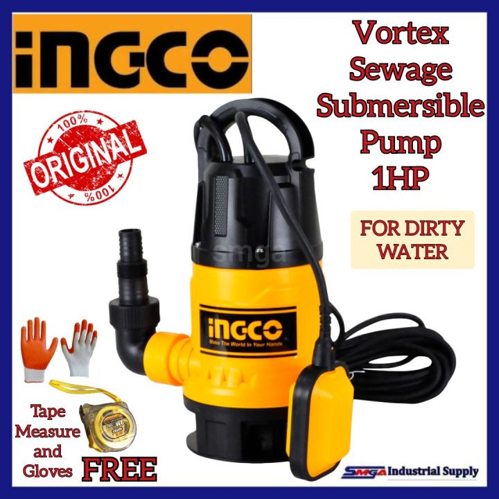 Ingco Vortex Sewage Submersible Pump 750W (1.0HP) SPD7508-5 with FREE ...