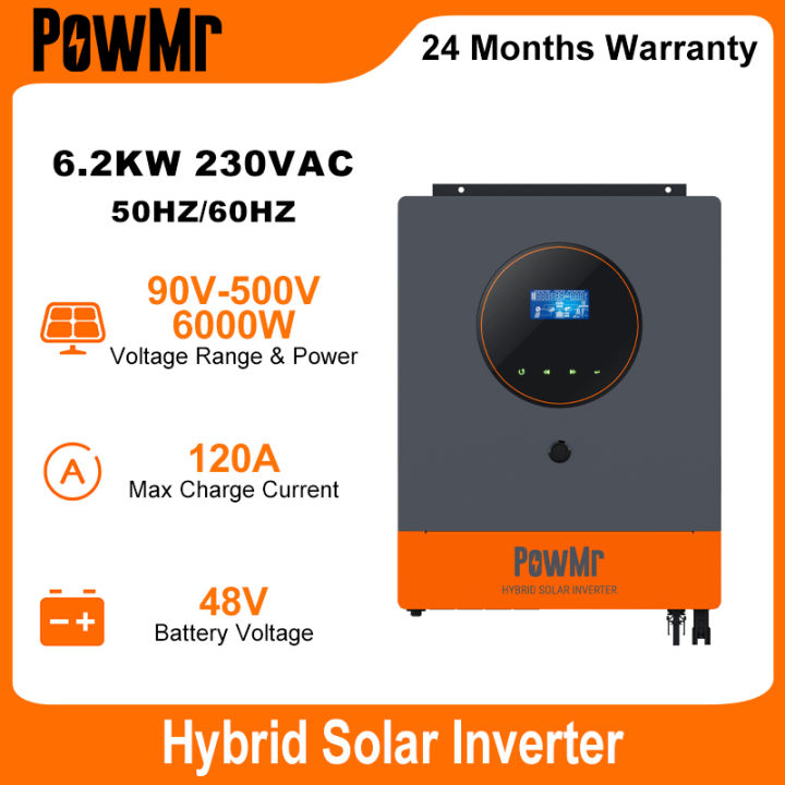 PowMr 6.2KW Off Grid Hybrid Solar Inverter Max PV Input 500V Built-in 120A MPPT Solar Charger ...