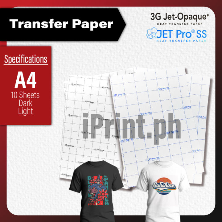 iPrint - (10 Sheets) US Dark / US Light Transfer Paper A4 Size used for T-shirt Designing ...