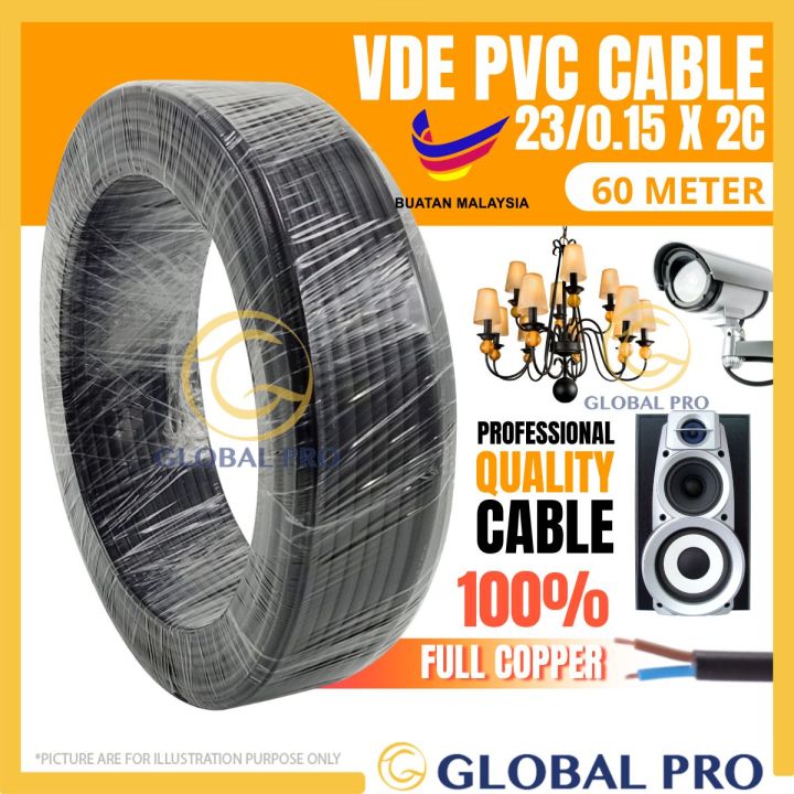 VDE 60 Meter Pure Copper 2C 23/0.15mm Twin Flat VDE Speaker Wire Cable ...