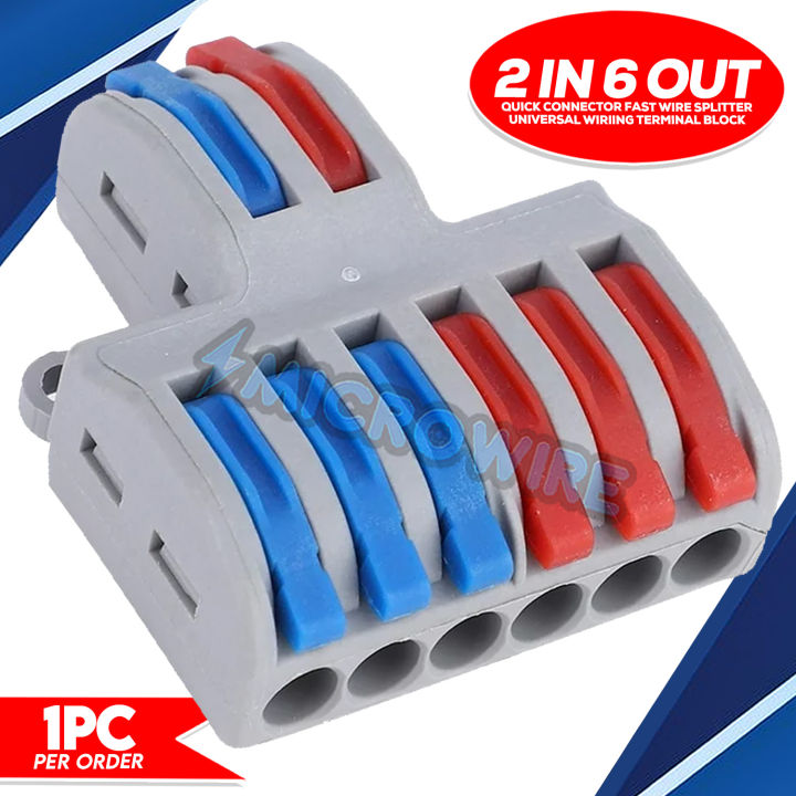 Terminal Block 2 IN 6 OUT Universal Fast Wire Conductor Connector Heavy ...