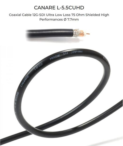 12G-SDI L-5.5CUHD (30-70M) ยี่ห้อ Canare สายสัญญาณภาพ 4K 75 ohm / 4K UHD Coaxial Cable (สีดำ ...