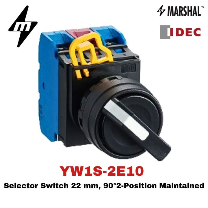 IDEC YW1S-2E10 Selector Switch 22 mm, YW Series, (Plastic Bezel) 90°2-Position Maintained ...