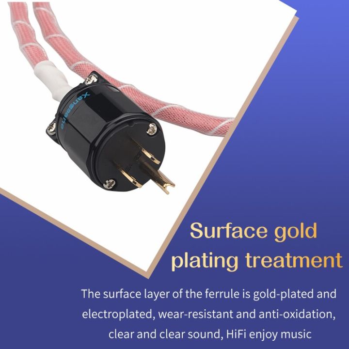 HiFi Oxygen-Free Copper Silver-plated 3*4mm Audio US/EU Power Cable ...