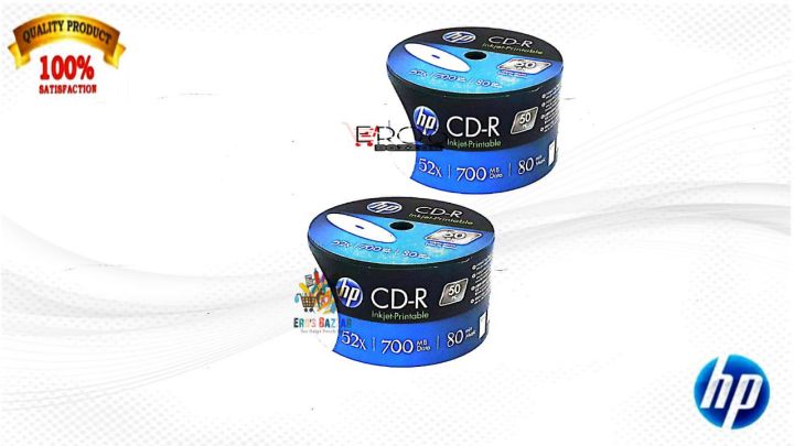 HP CD-R 700MB Inkjet Printable Blank CD (White) 100 Pieces By 2 Spindle ...