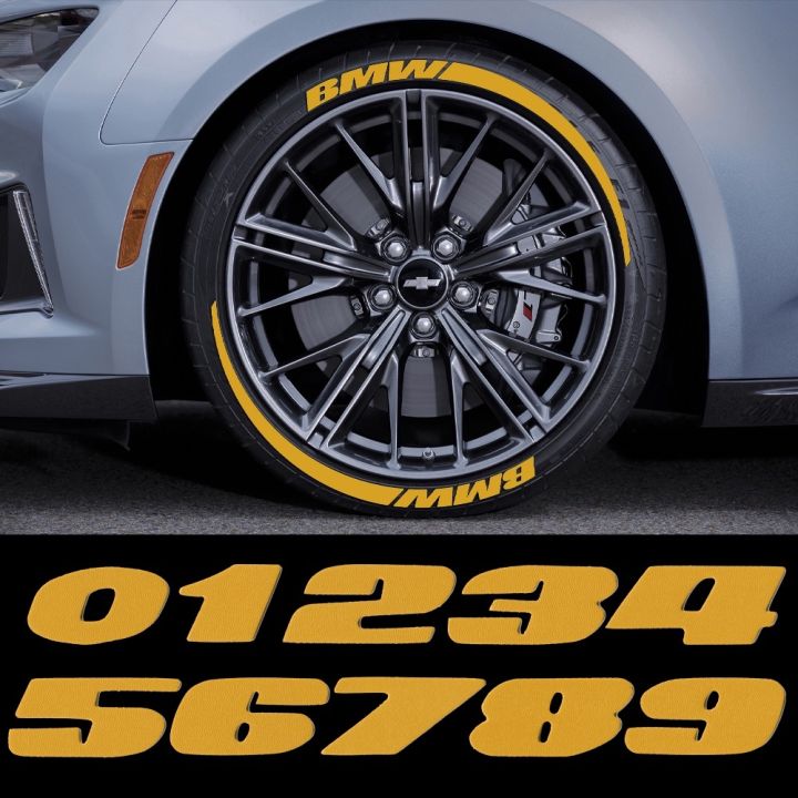 1 PCS Yellow Car Motorycycle 3D Rubber English Letters/Numbers Tire ...