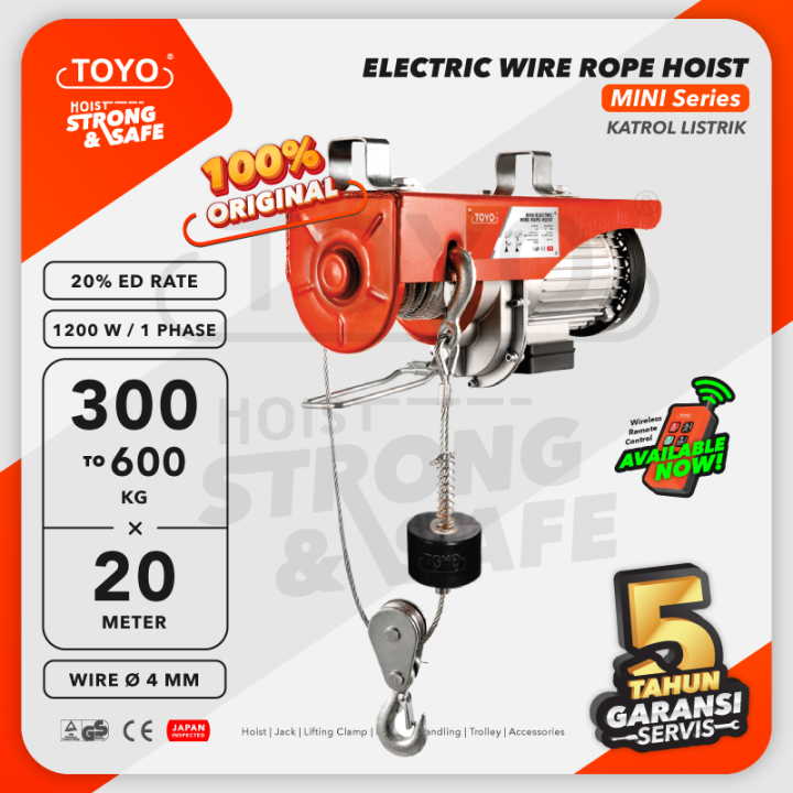 TOYO Mini Electric Hoist / Katrol Listrik 300/600 Kg x 20 Meter ...