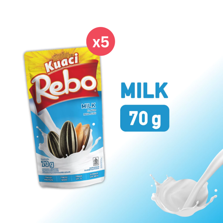 [Paket isi 5] Rebo Kuaci Biji Bunga Matahari Milk 70gr - Random ...