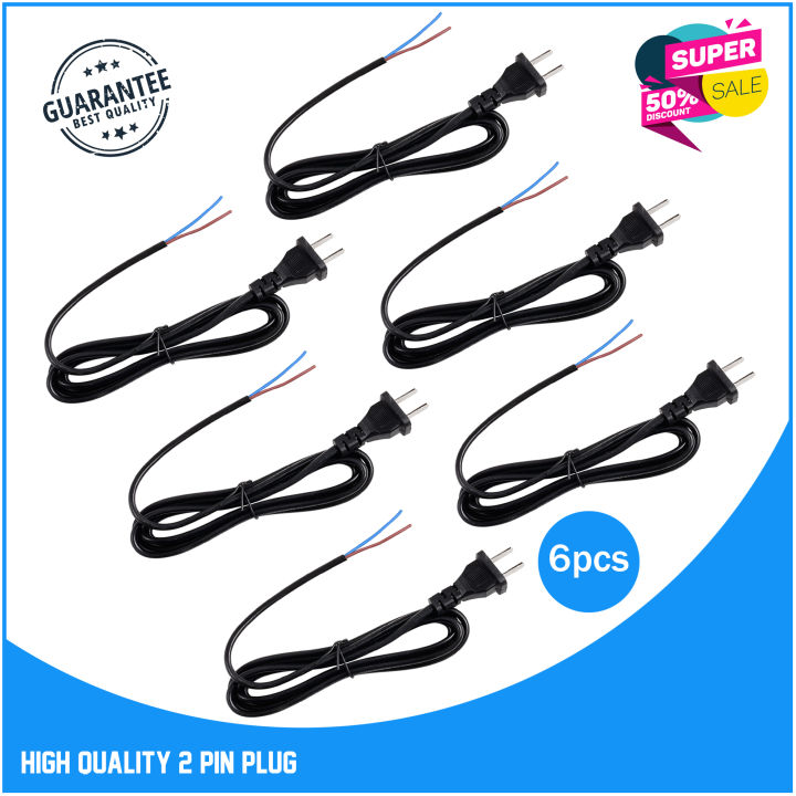 2 Pin Plug / Wire Replacement Power Cord Heavy Duty Power Supply Cable ...