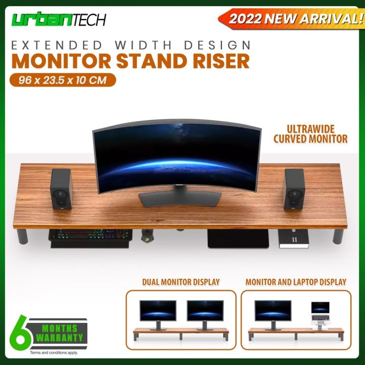 Universal Wooden Monitor Stand Extended Width Monitor Riser Laptop ...