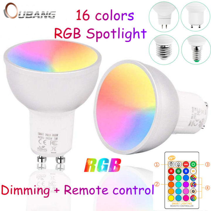 GU10/E27/MR16/E14 RGB Spotlight remote control bulb 8W RGB+CW 2700 ...