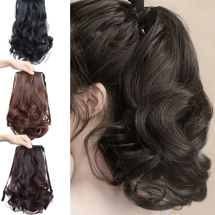 Fashion Curly Ponytail Wigs Realistic Wavy Hair Extensions for Women ...