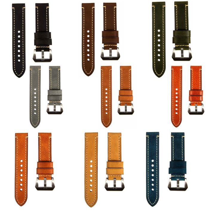 Strapseeker Crazy Horse Thick Leather Strap Sizes 18mm 20mm 22mm 24mm ...