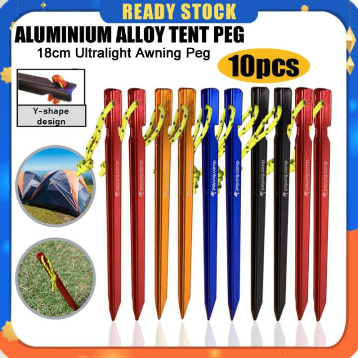 10pcs 18cm Aluminium Alloy Y Shape Ultralight Tent Peg Stake Camping ...