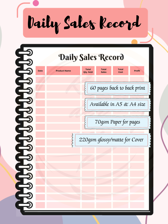 Daily Sales Record with Total Cost, Sales, Profit Monitoring | Lazada PH
