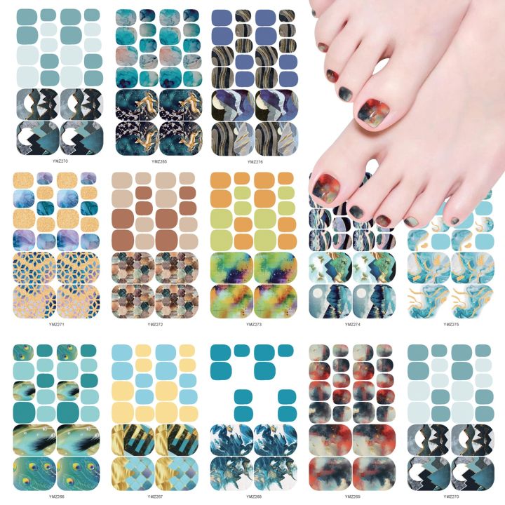 Sukeme Toe Nail Stickers Strips Full Cover Solid Nail Art Fake for ...
