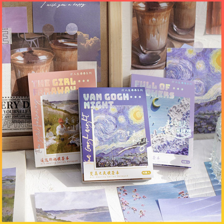 90 Sheet Notepad Van Gogh Note Book Hand Account Non-Sticky Message ...