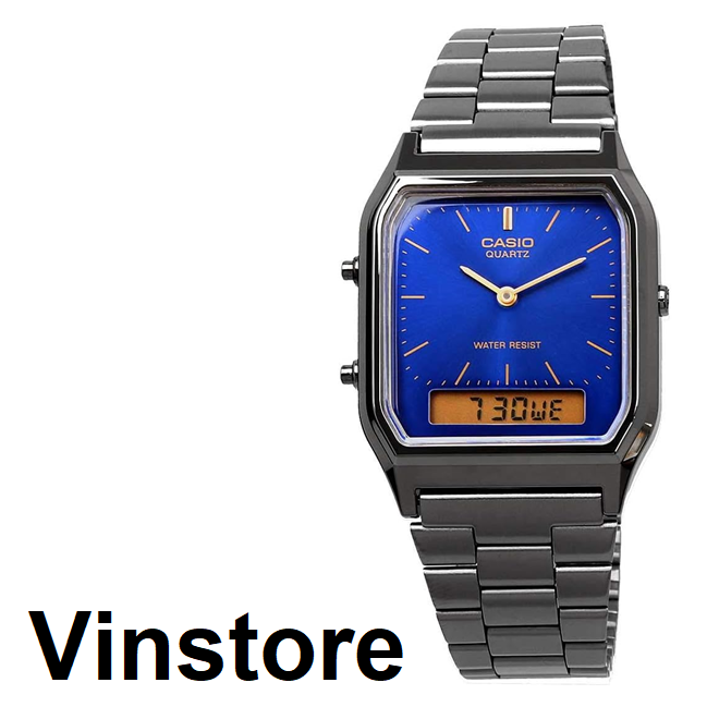 [Vinstore] Casio AQ-230 Adjustable Dual Time Grey IP Stainless Steel ...