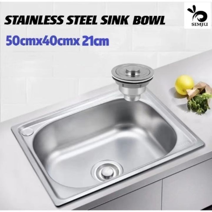 SIMJU Stainless Steel Single Sink Bowl /Sinki Dapur / Barang Dapur ...