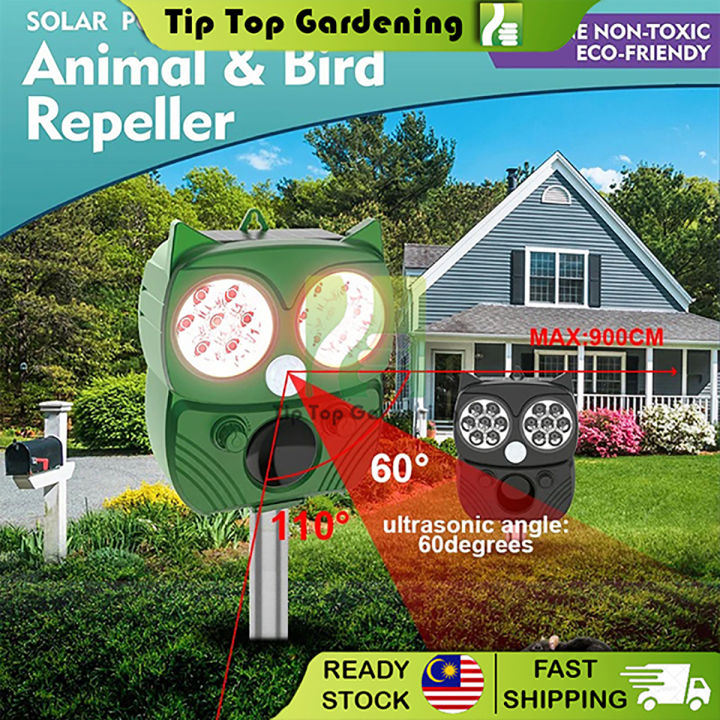 Solar Ultrasonic Animal & Bird Repeller Solar Sensor Garden Pest Chaser ...