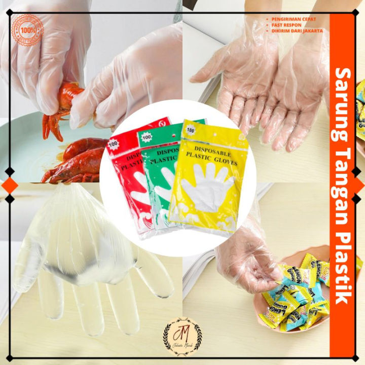 Sarung Tangan Plastik ( 1pack isi 100pc ) DISPOSABLE PLASTIC GLOVES JMH | Lazada Indonesia