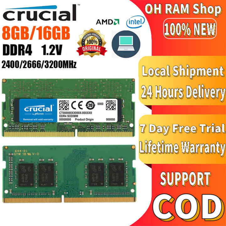 [Local Stock]Crucial DDR4 RAM 8GB 4GB 16GB 2133/2400/2666/3200Mhz PC4-19200/21300/25600 SODIMM 1 ...
