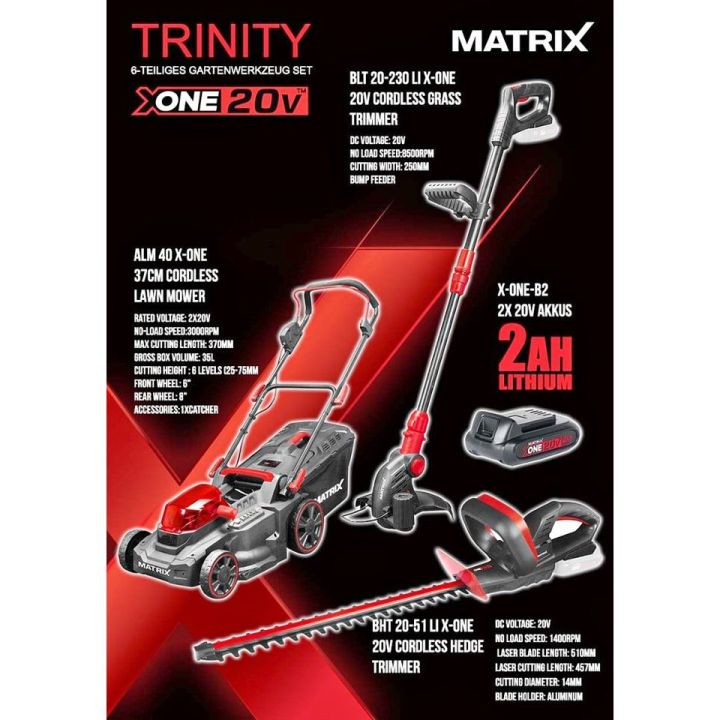 MATRIX COMBO 40V CORDLESS LAWN MOWER + 20V CORDLESS GRASS TRIMMER + 20V ...