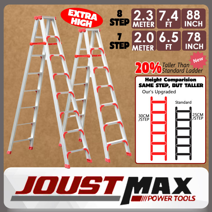 7 / 8 Step Ladderman Extra Tall Aluminium Double Sided Ladder Multi ...