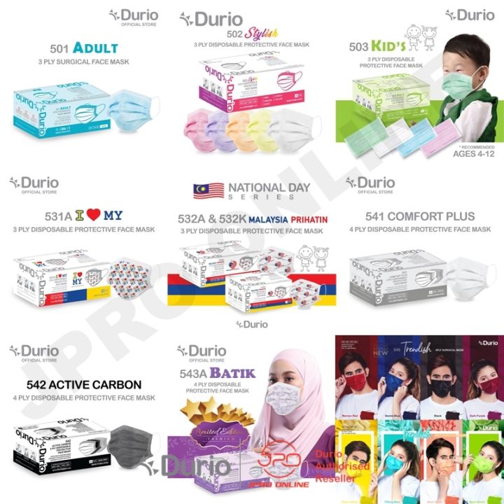 Durio 3Ply / 4Ply Surgical Disposable Protective Face Mask | Lazada
