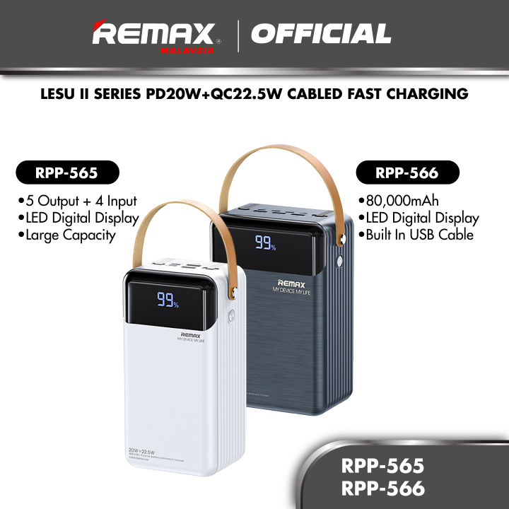 REMAX RPP-565 /RPP-566 Lesu II Series PD20W+QC22.5W Cabled Fast ...