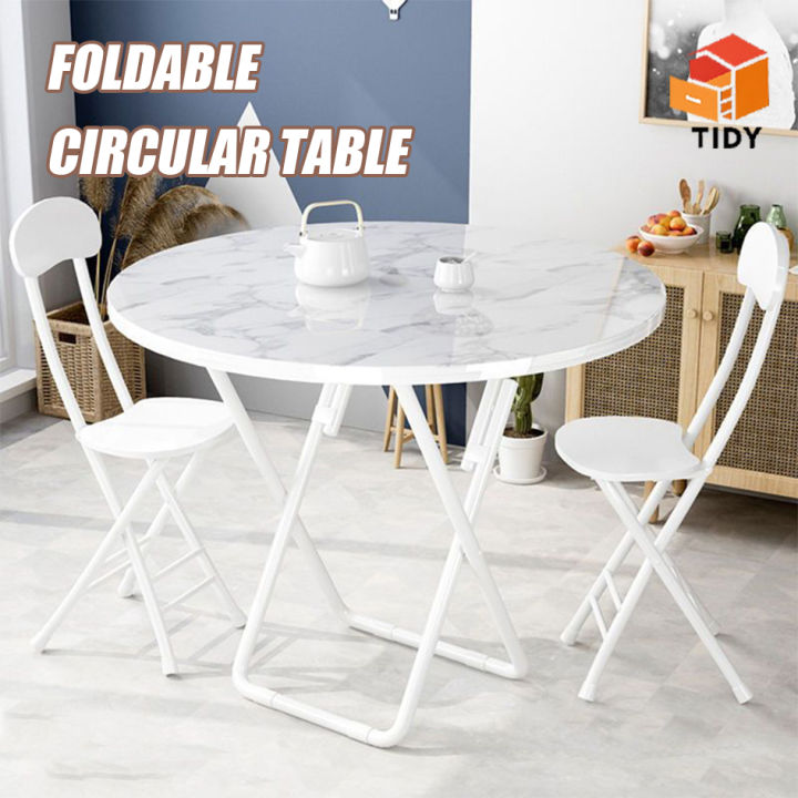 TIDY Foldable Marble Round Table Dining Table Office Desk Outdoor ...