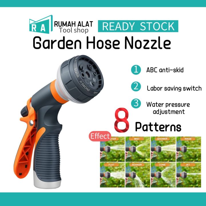 RA READY STOCK New 8 Patterns WaterGun Hose Nozzle Car Washing Garden ...