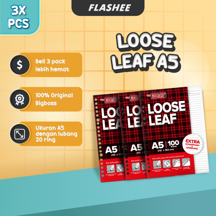 Bundle Loose Leaf Kertas A5 Garis Triple Pack File Note Isi Binder A5 ...