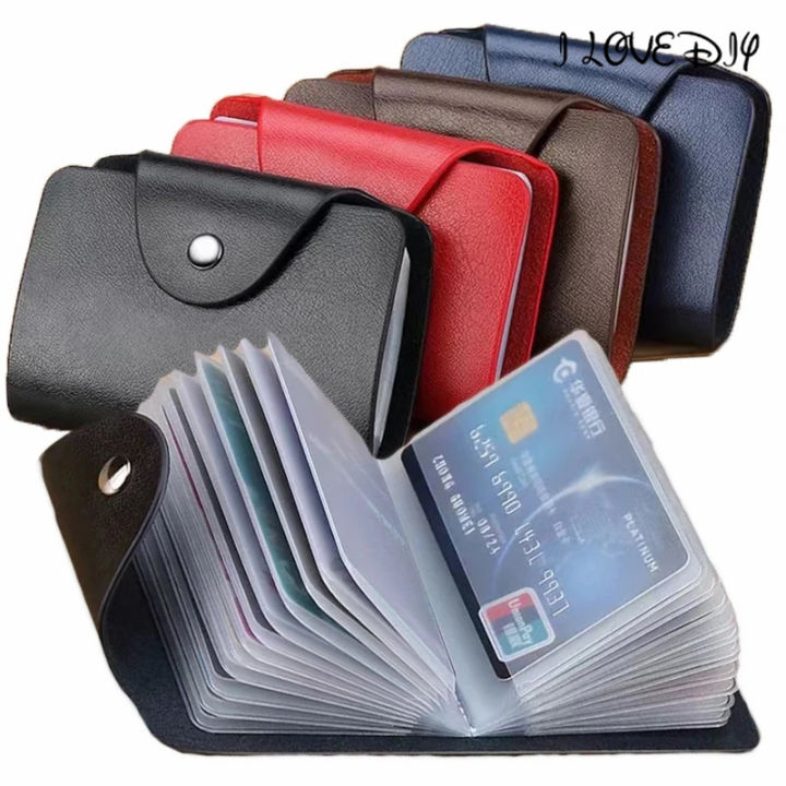 24 Slots Leather Card Case Business Card Holder Men Women Credit ...
