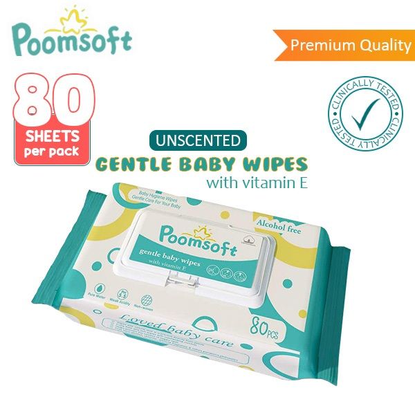 POOMSOFT Unscented Alcohol-Free Baby Wipes Wet Wipes 80's per Pack | Lazada PH