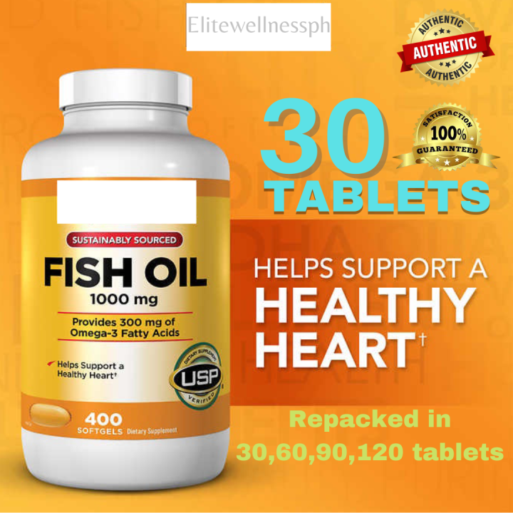 30 Softgels Fish Oil 1000 mg, Omega-3 Fatty Acids I Supports a Healthy ...