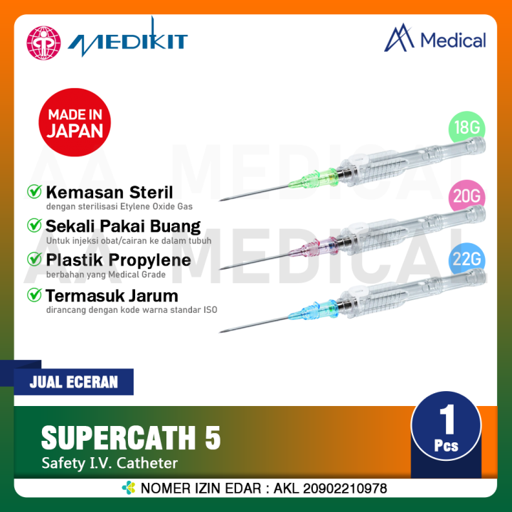 MEDIKIT Supercath 5 IV Catheter Jarum Infus 18G 20G 22G - 22G | Lazada ...