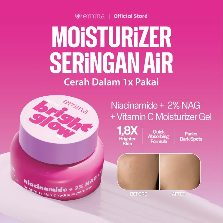 Emina Water Bright Glow Gel Moisturizer 30g | Mencerahkan & Menyamarkan ...